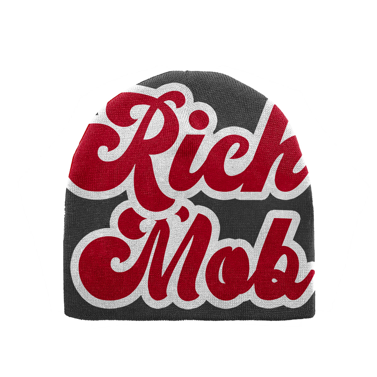 Rich Mob Beanie: Grey & Red– Haute Richessè